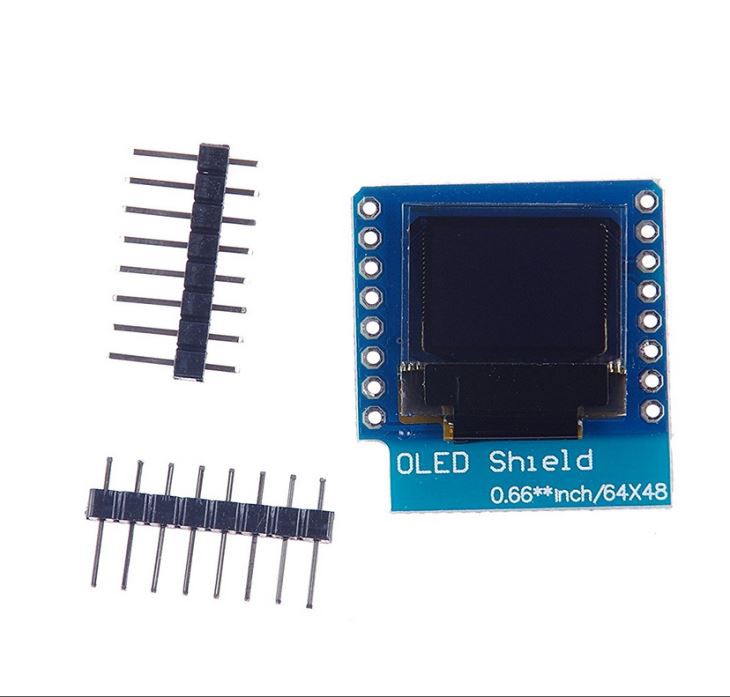 OLED Display Module OLED Shield 0.66 Inch 64X48 Modul LCD IIC / I2C Interface UNTUK D1 MINI ...